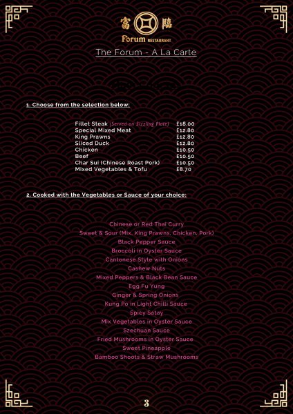 Menu | The Forum Restaurant, Congleton