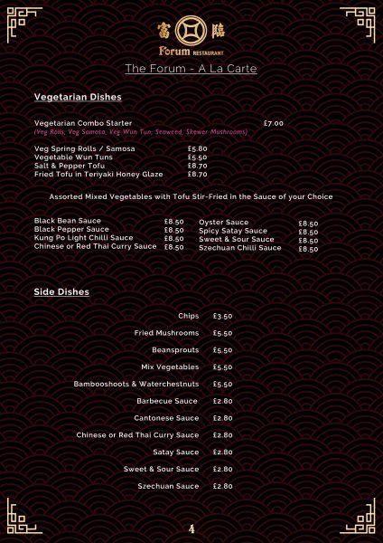 Menu | The Forum Restaurant, Congleton