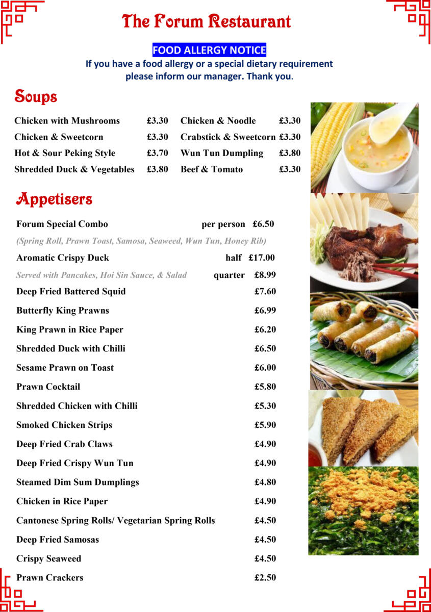 Menu | The Forum Restaurant, Congleton